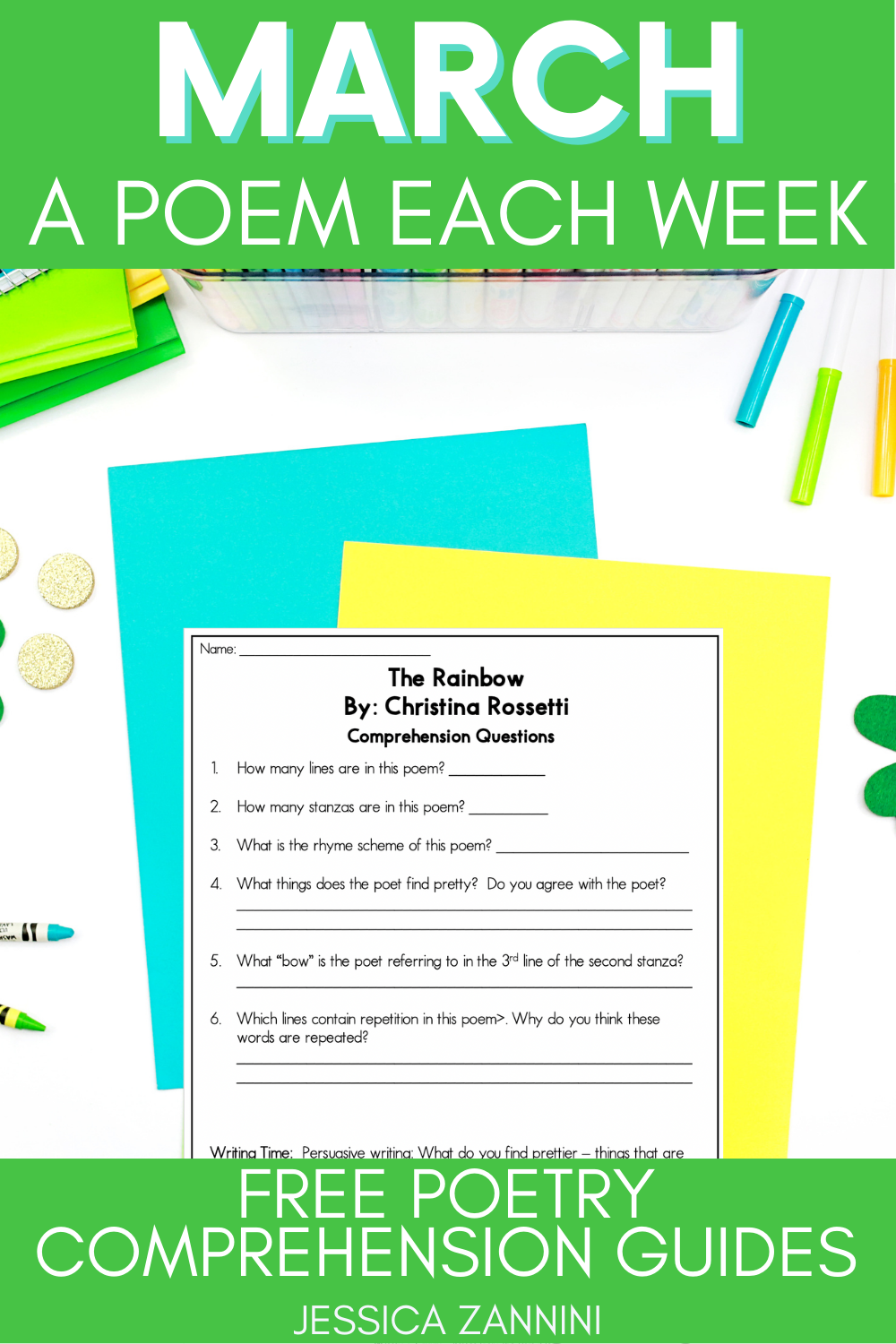 Poetry Comprehension - March A Poem Each Week